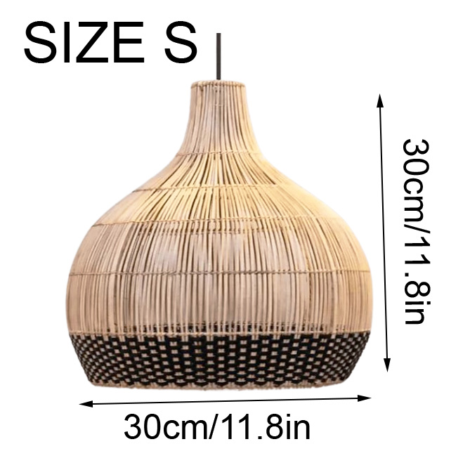 Bottom Black Rattan Light Shade, Rattan Pendant Light Fixture