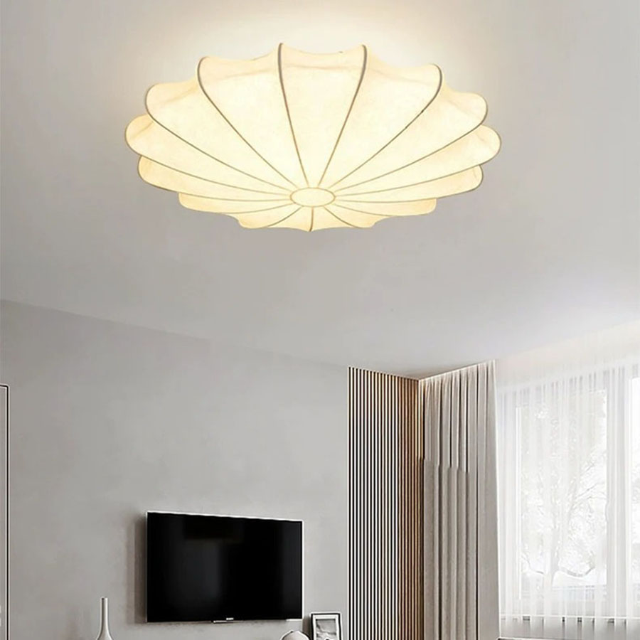 Minimalist Silk E27 Ceiling Lamp Wabi Sabi Chandelier