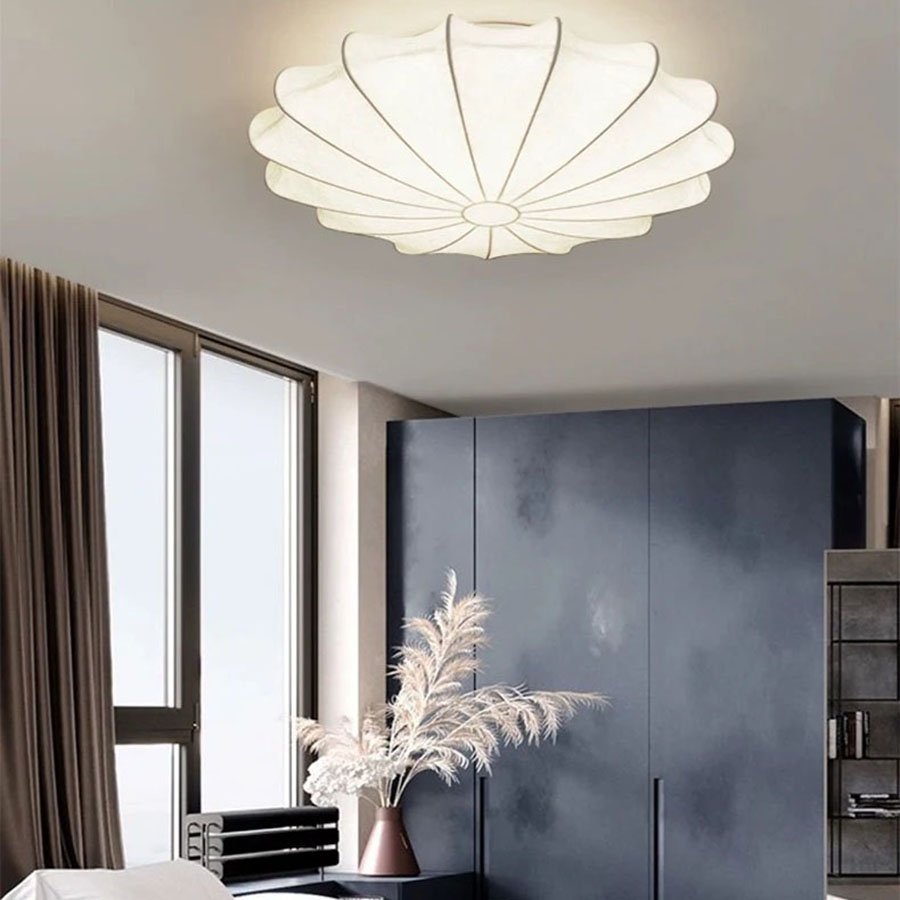 Minimalist Silk E27 Ceiling Lamp Wabi Sabi Chandelier