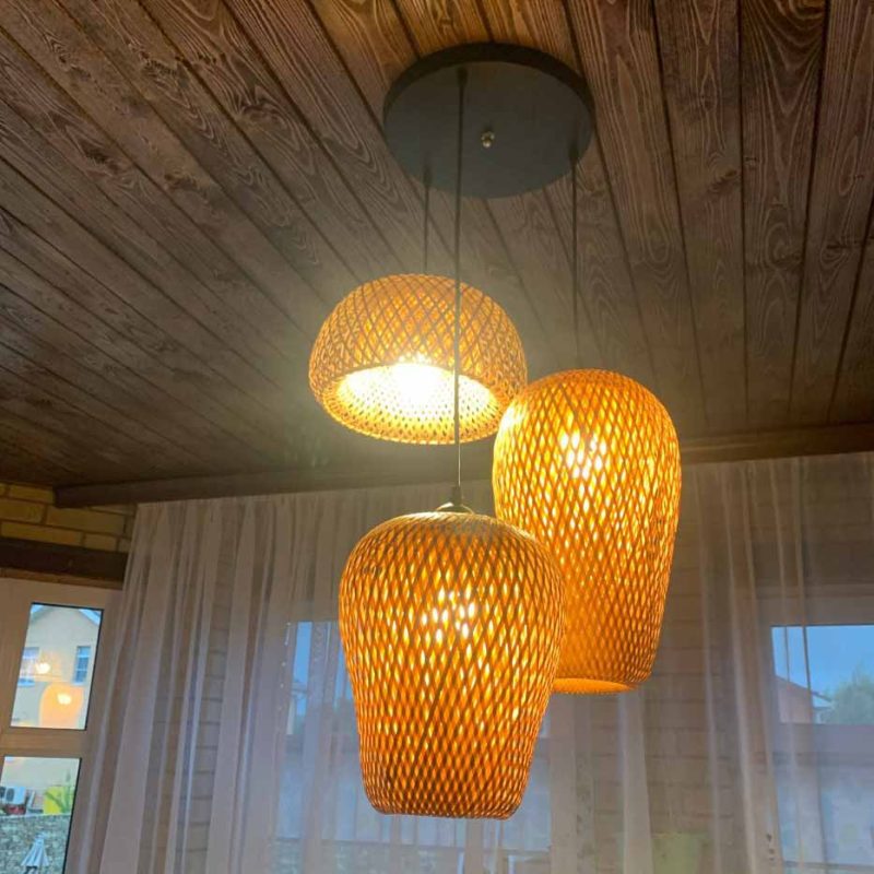 Woven Bamboo Lamp Shades, Bamboo Light Fixture, Wicker Lamp Hanging