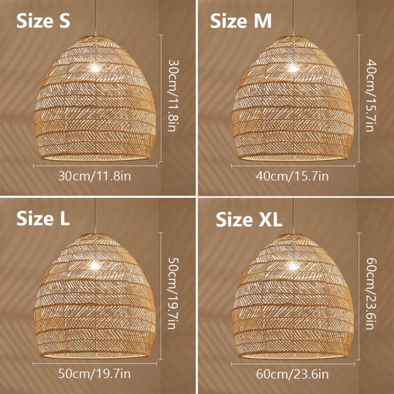 Woven Rattan Lampshade Rattan Light Fixtures, Wicker Hanging Lamp Tea ...