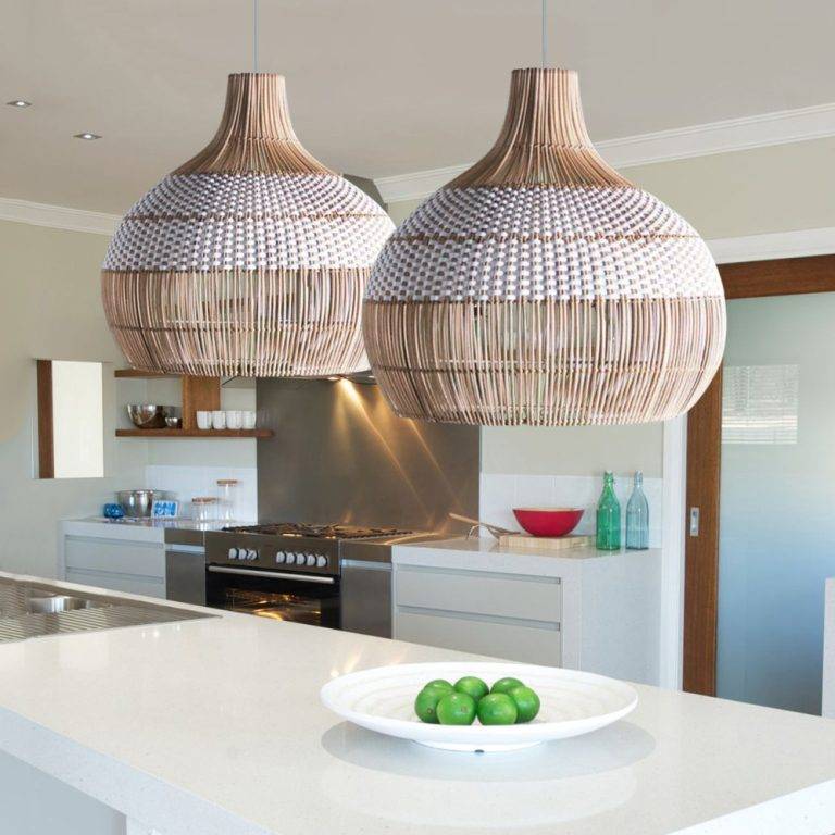White Rattan Pendant Light Wicker Rattan Lamp Shade, Woven Rattan Light ...