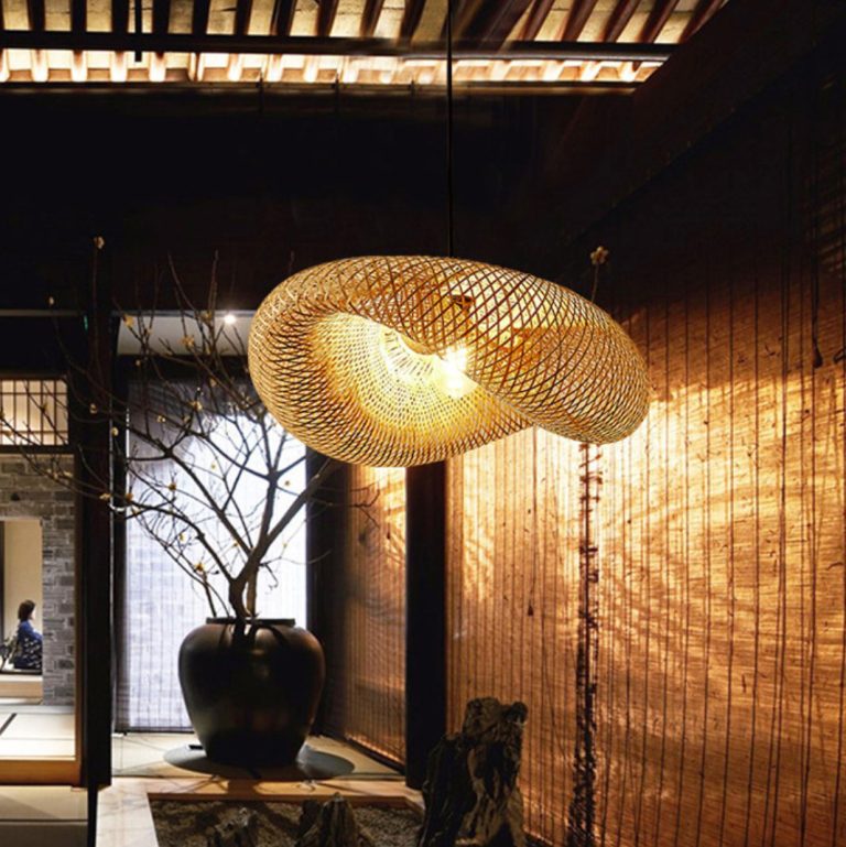HQ Bamboo Pendant Light, Bamboo Lamp shade, Wicker Bamboo Light Fixture ...