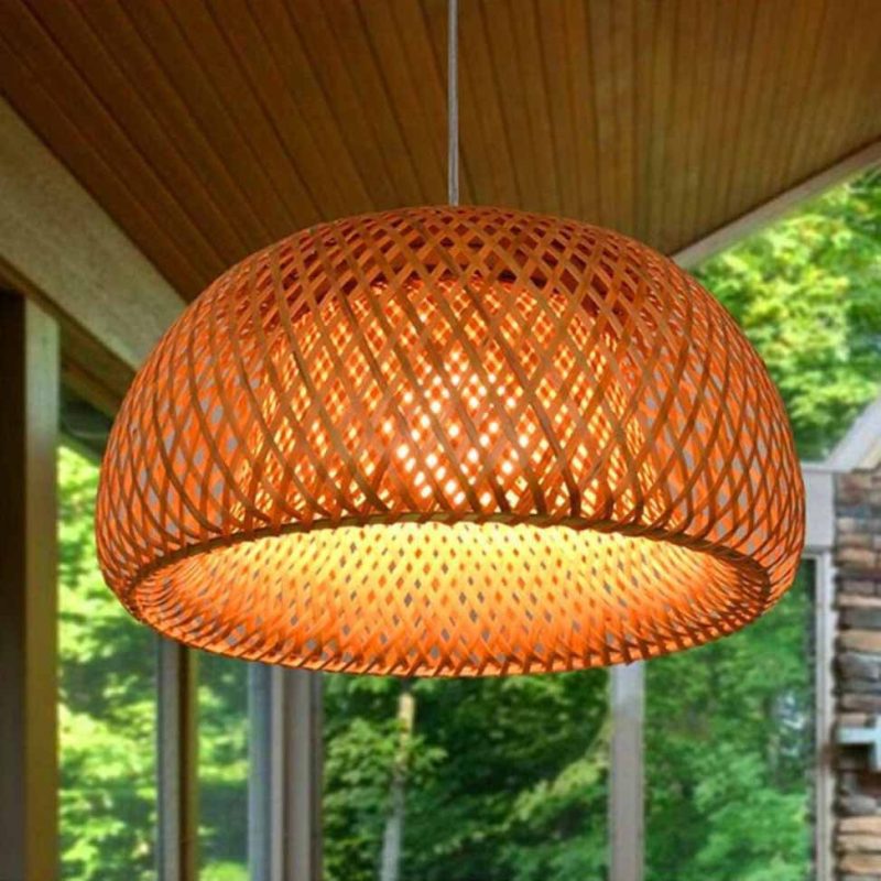 Round Bamboo Lampshades, Bamboo Light Fixtures, Wicker Bamboo Light ...