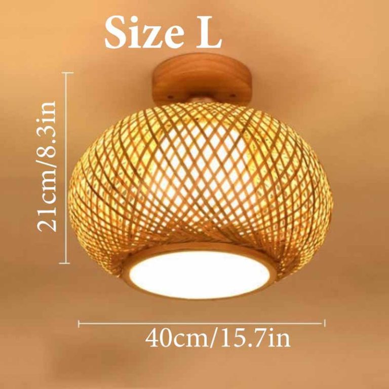Woven Bamboo Lamp Shades Ceiling, Semi Flush Mount Bamboo Light Fixture ...