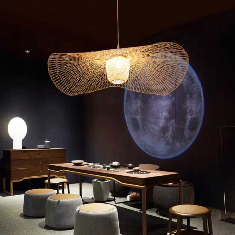 Rustic Bamboo Pendant Lights, Wicker Bamboo Light Shade for Dining Room ...