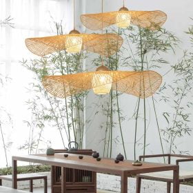 Rustic Bamboo Pendant Lights, Wicker Bamboo Light Shade for Dining Room ...