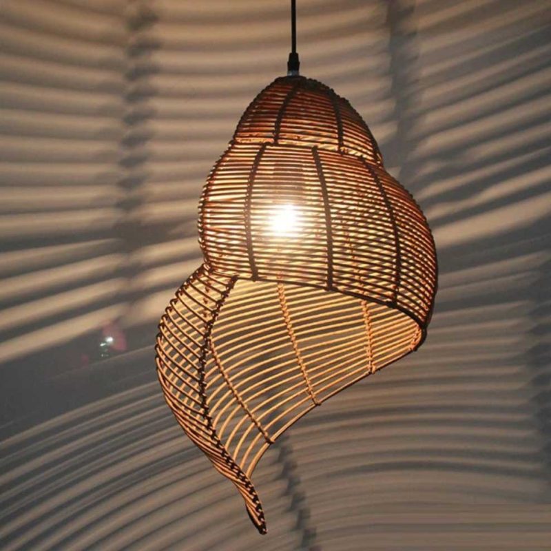 Snail Shape Light Fixture, Rattan Pendant Light Shade, Rattan Lamp ...