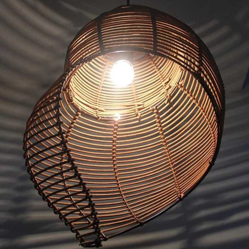 Snail Shape Light Fixture, Rattan Pendant Light Shade, Rattan Lamp ...