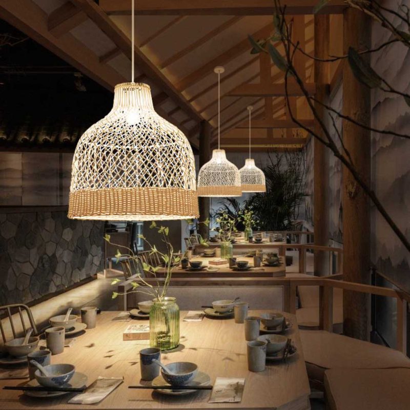 Woven Rattan Light Fixtures, Creative Rattan Hanging Lamp, Wicker ...