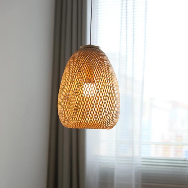Woven Bamboo Lamp Shade, Wicker Bamboo Light Fixtures, Hanging Lamp