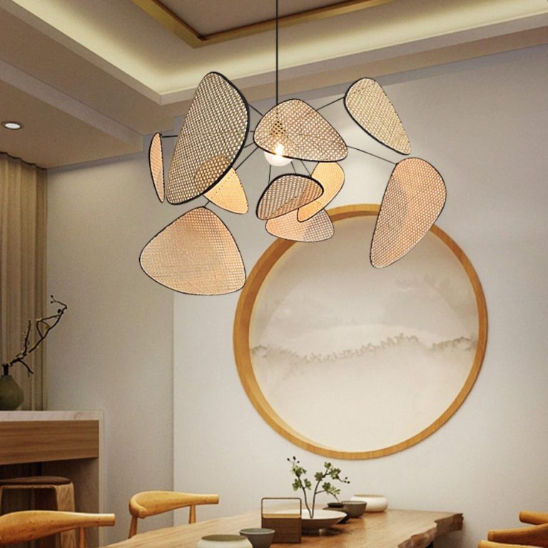 HQ Bamboo Pendant Light, Bamboo Lamp shade, Wicker Bamboo Light Fixture ...