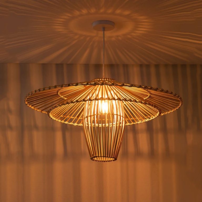 3 Layers Bamboo Lampshade, Woven Bamboo Light Fixture, Bamboo Pendant Light