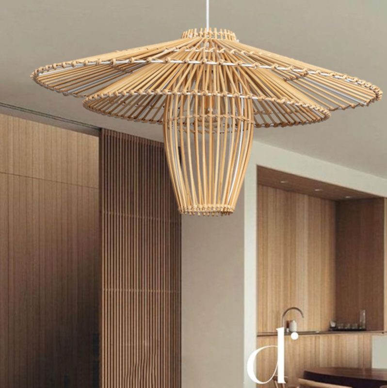 3 Layers Bamboo Lampshade, Woven Bamboo Light Fixture, Bamboo Pendant Light