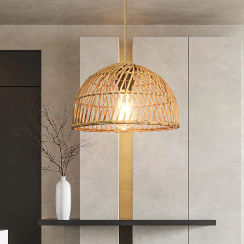 Small Bamboo Lamp Shade, Bamboo Pendant Light, Wicker Bamboo Lamp