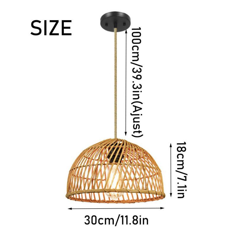 Small Bamboo Lamp Shade, Bamboo Pendant Light, Wicker Bamboo Lamp
