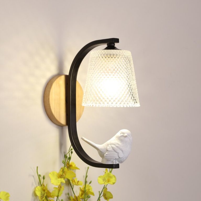Modern Bird Lamp Sconce Wall Lights Wood Base Wall Lamp
