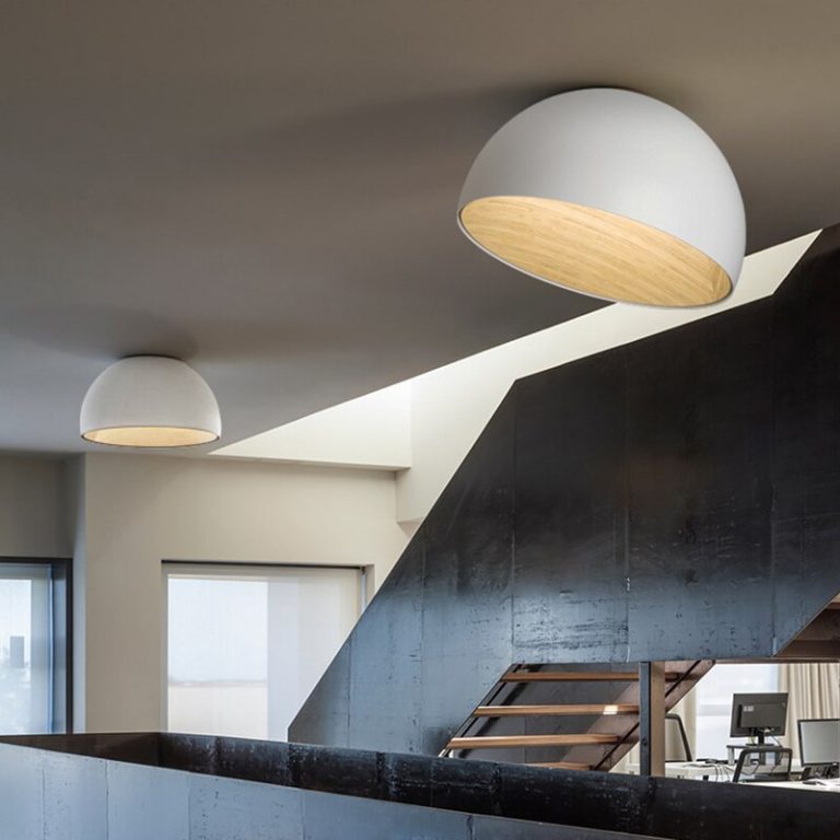 Nordic Creative Oblique Mouth Ceiling Lamp Iron/wood Double Layer Lamp