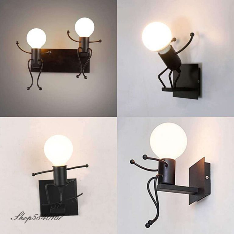 Wall Light Vintage Little Iron Man Wall Lamp Creative Cartoon Wall Sconce