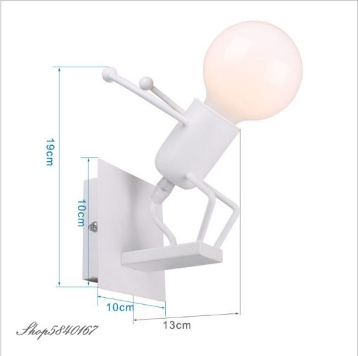Wall Light Vintage Little Iron Man Wall Lamp Creative Cartoon Wall Sconce