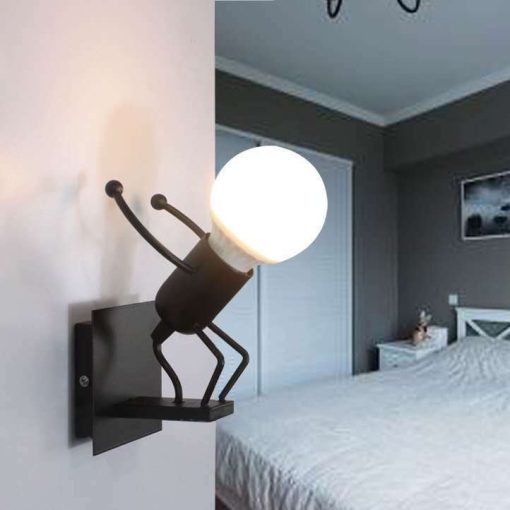 Wall Light Vintage Little Iron Man Wall Lamp Creative Cartoon Wall Sconce