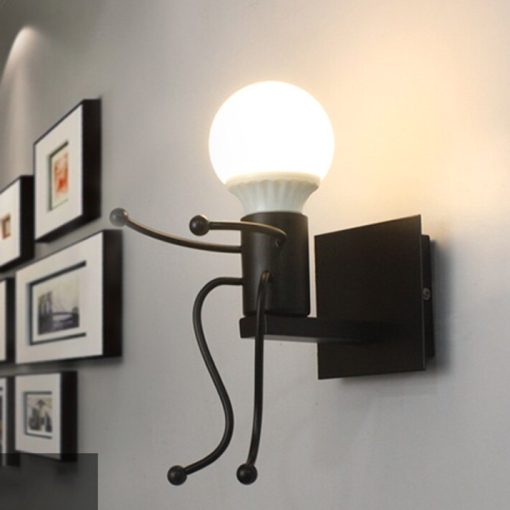 Wall Light Vintage Little Iron Man Wall Lamp Creative Cartoon Wall Sconce