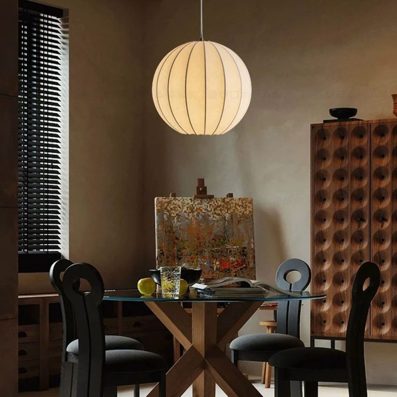 Minimalist Silk Pendant Lights, Fabric Lampshade