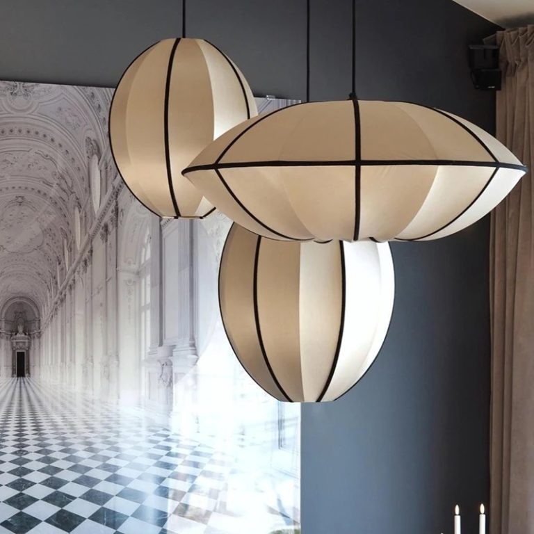 Nordic Vintage Cloth Pendant Light, Fabric Lantern Lampshade